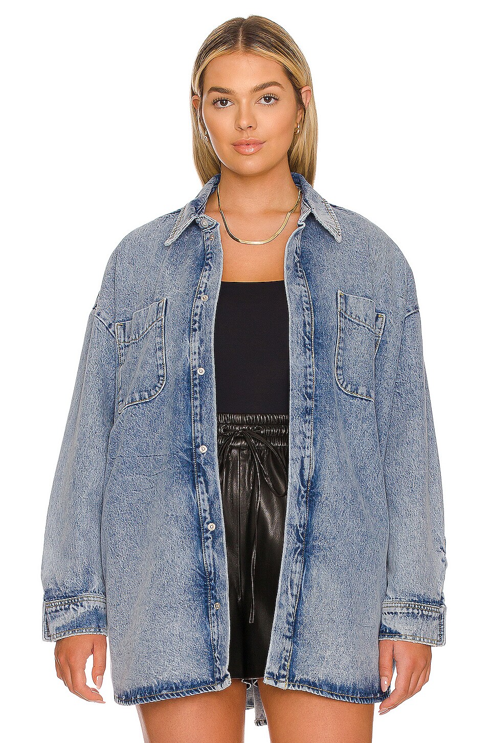 Good American Denim Shacket in Indigo299 | REVOLVE