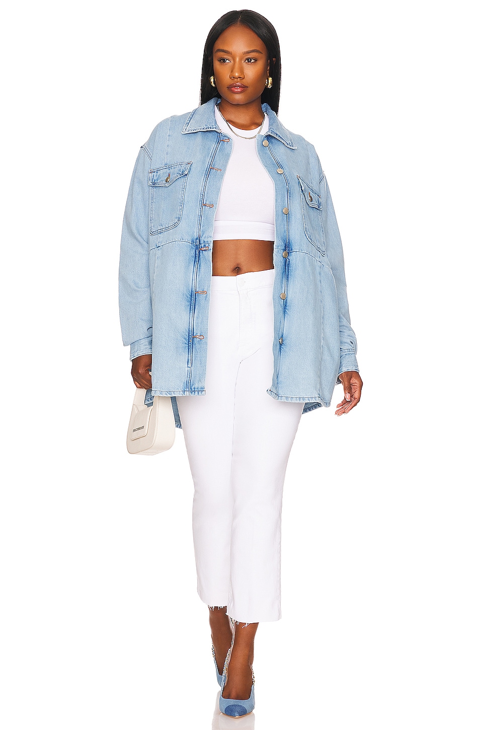 Good American Denim Redesign Shacket in Indigo279 | REVOLVE