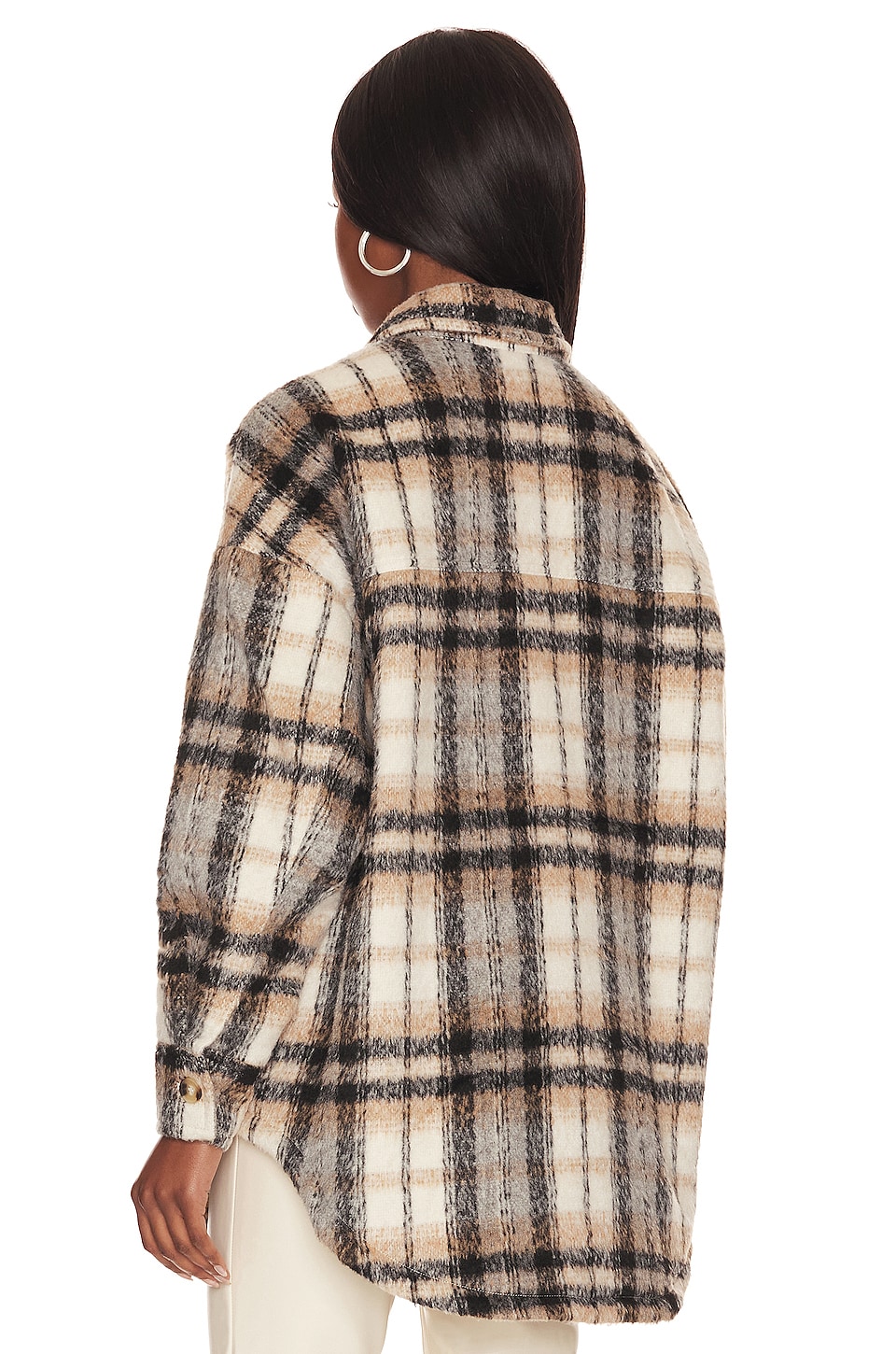 Good American Neutral Plaid Shacket in Neutral Plaid in Neutral ...