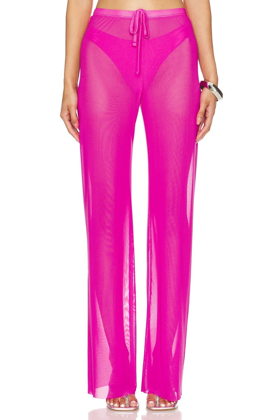 Good American Wide Mesh Pants in Pink Glow002 | REVOLVE