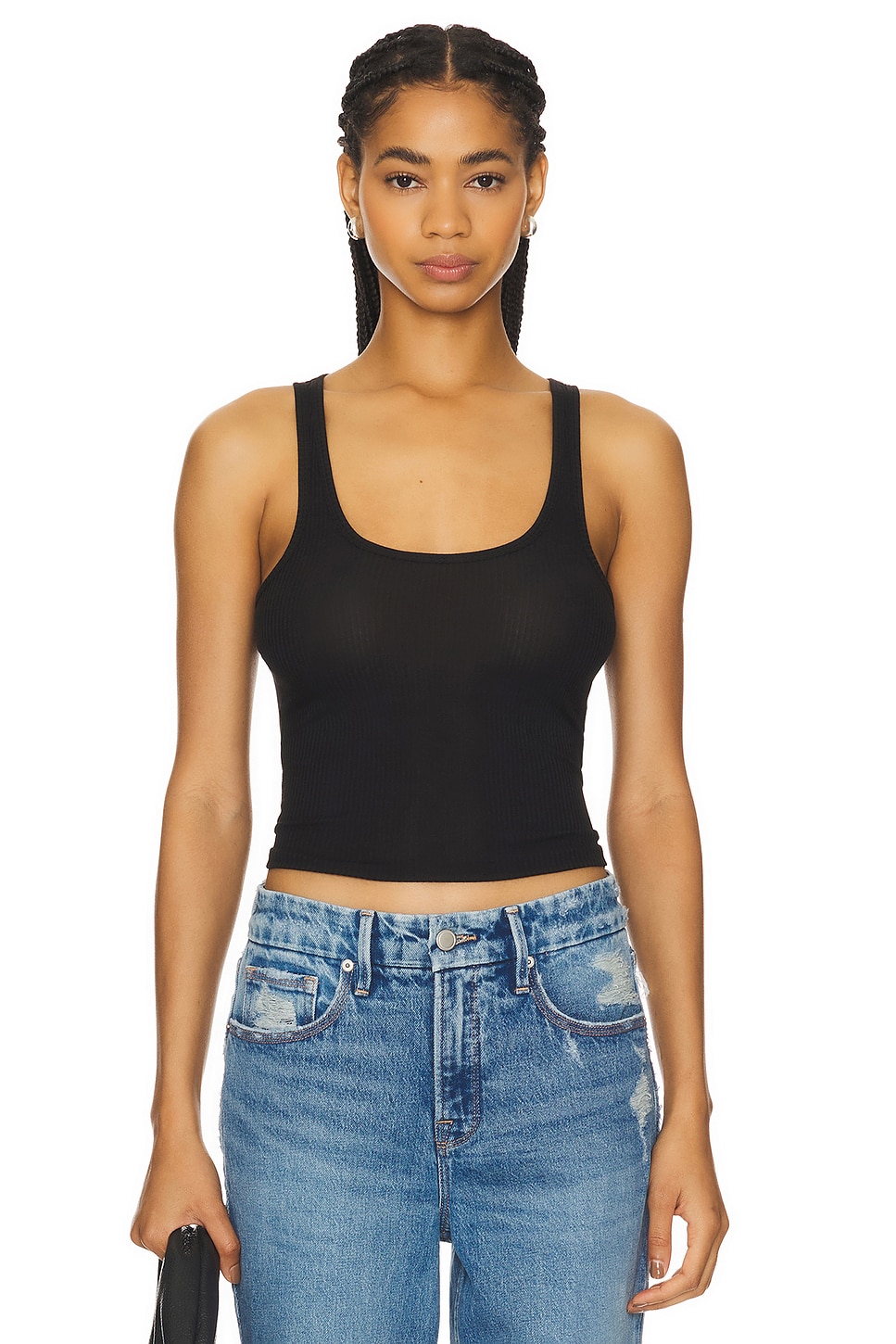 Good American Crop Cut Tank in Black001 | REVOLVE