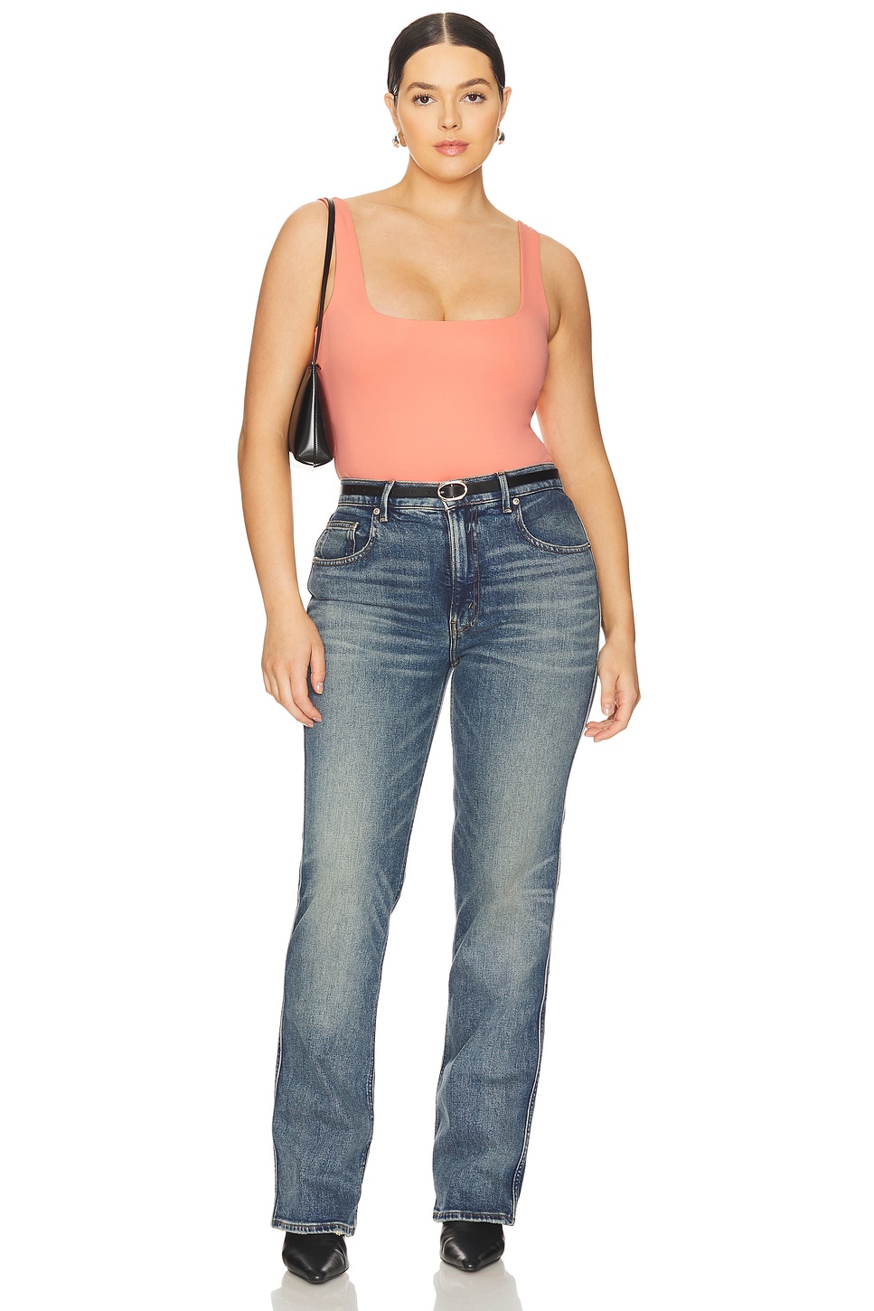 Good American Sculpting Modern Tank Bodysuit in Coral002 | REVOLVE