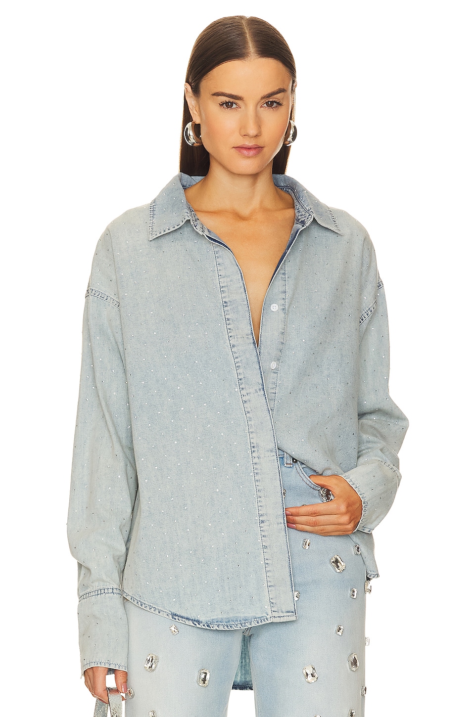 Good American Denim Weekend Shirt in Indigo499 | REVOLVE