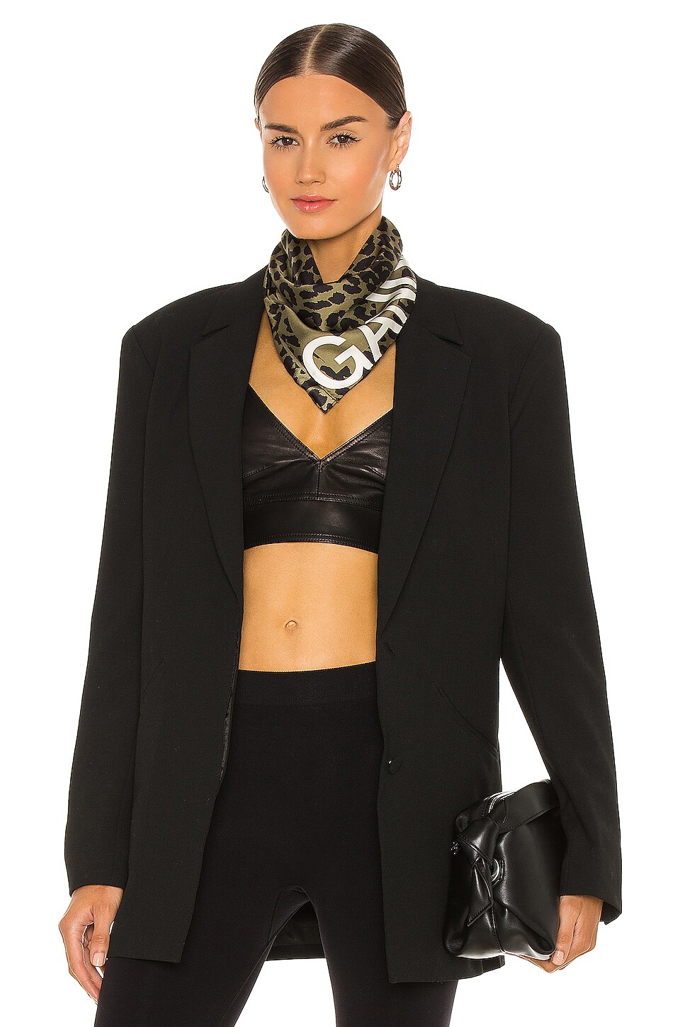 Ganni Silk Scarf in Olive Drab | REVOLVE