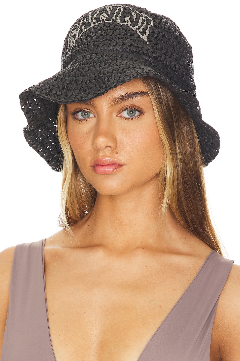 Ganni Summer Straw Hat in Black | REVOLVE