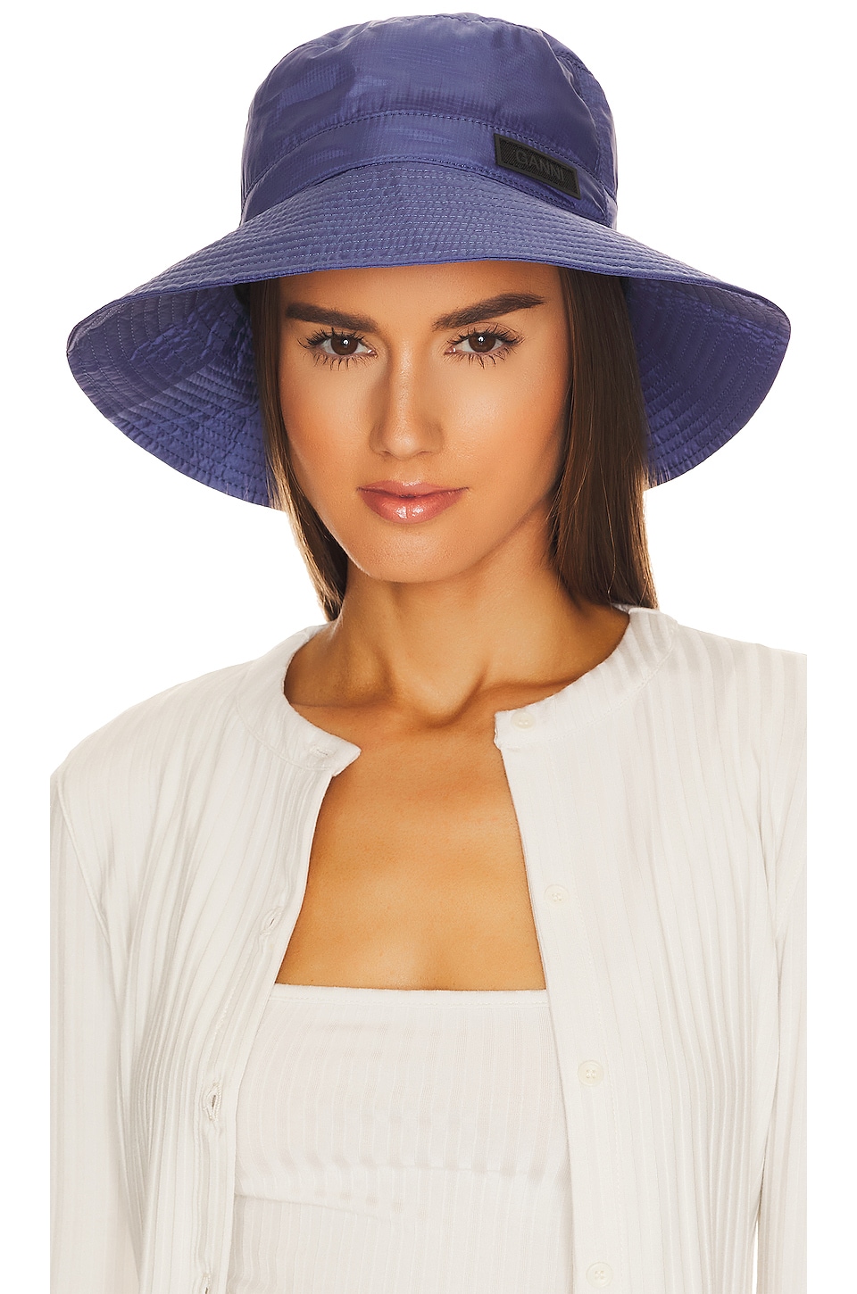 Ganni Ripstop Bucket Hat in Gray Blue | REVOLVE