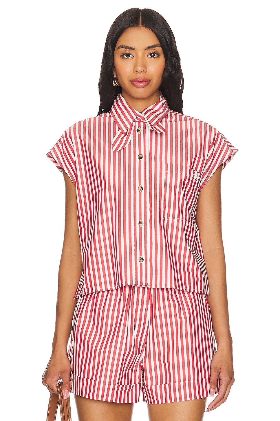 Ganni Collar Shirt in Barbados Cherry | REVOLVE