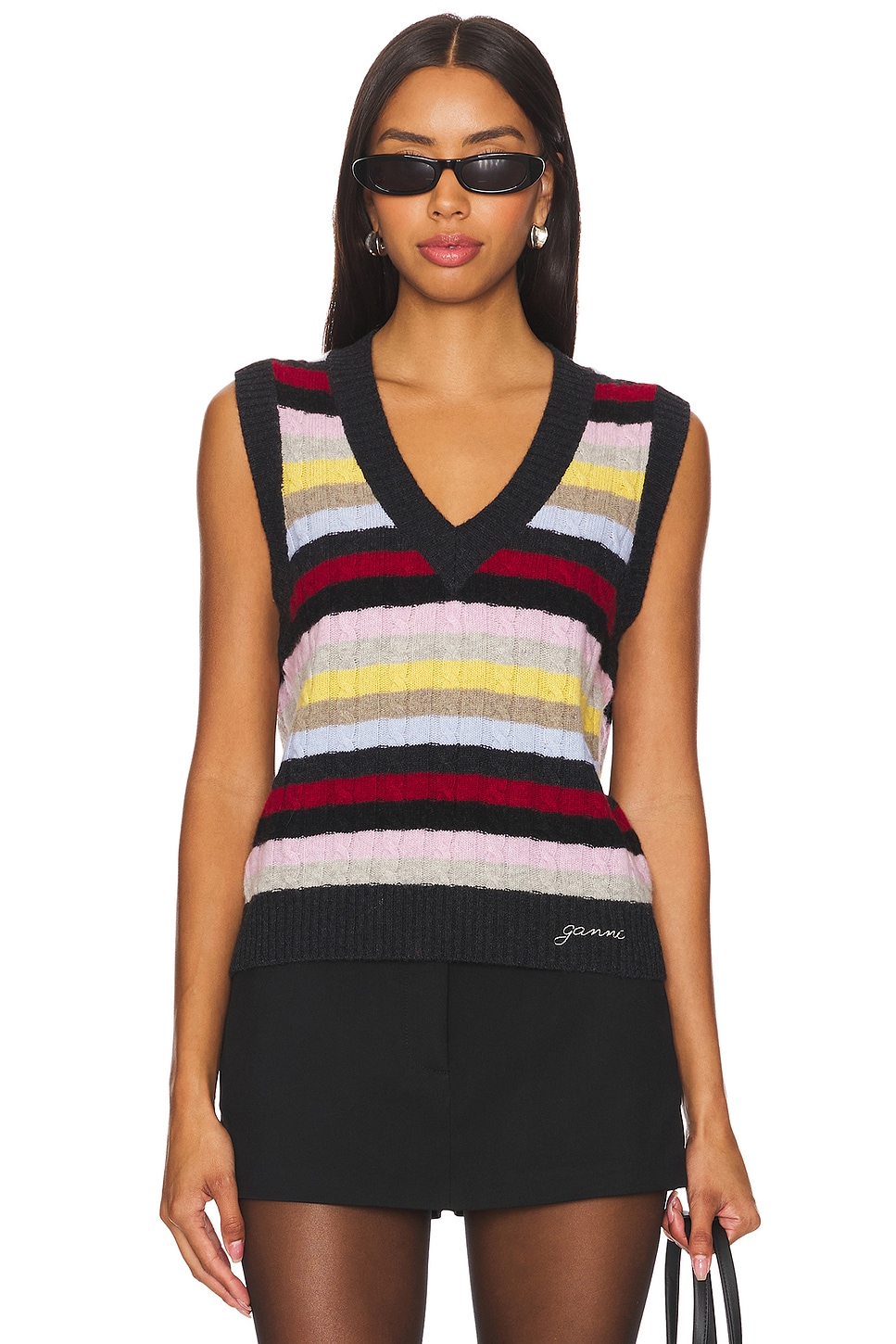 Ganni Logo Mix Vest in Multicolour | REVOLVE