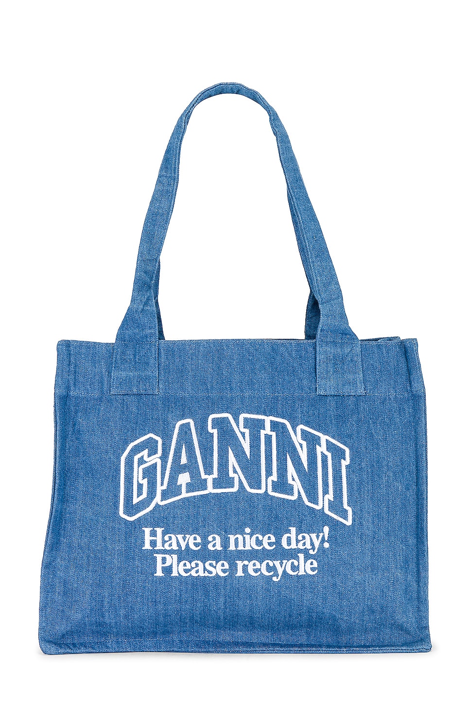 Ganni Large Easy Shopper Tote in Denim | REVOLVE