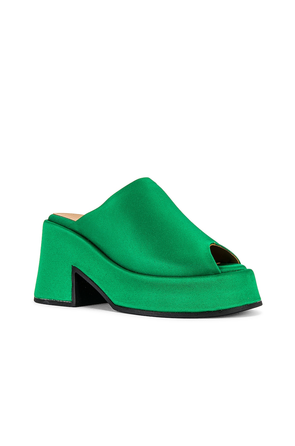 Ganni Retro Platform Wedge Mule in Kelly Green | REVOLVE
