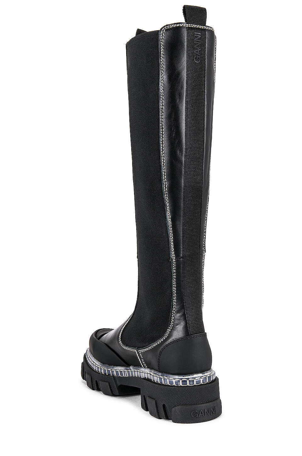 Ganni Cleated High Chelsea Boot in Black | REVOLVE