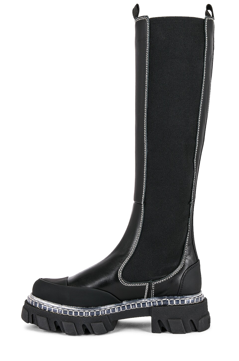 Ganni Cleated High Chelsea Boot in Black | REVOLVE