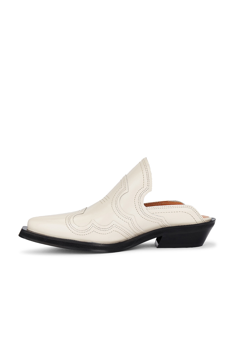 Ganni Embroidered Western Mule in Egret | REVOLVE