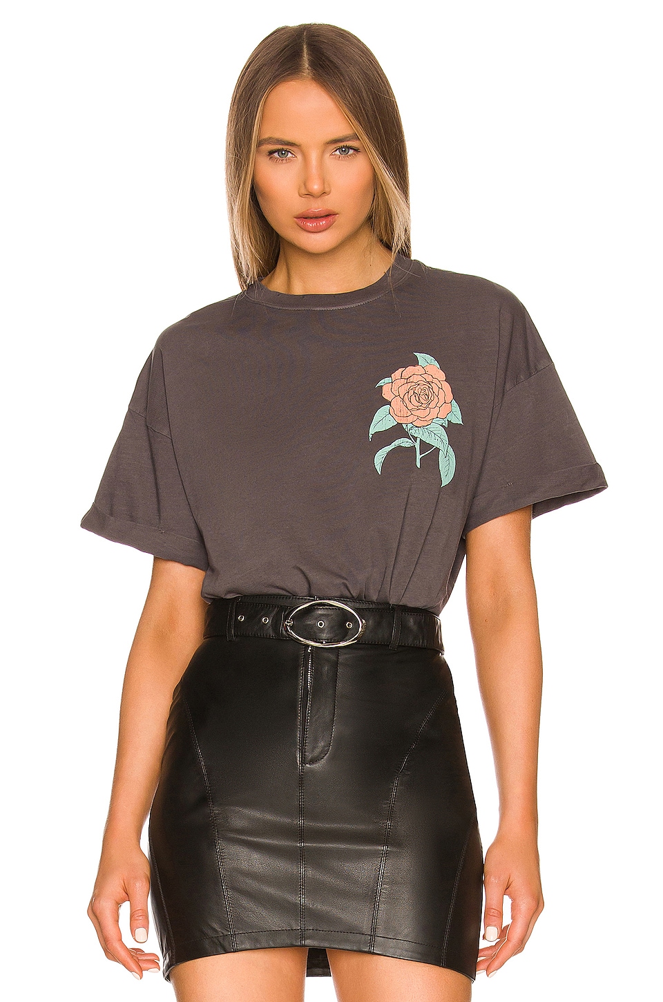 Girl Dangerous Rose Leaves Tee in Vintage Black | REVOLVE