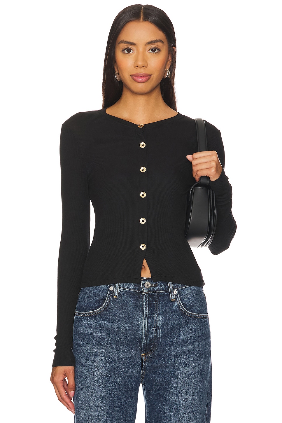 Goldie Crop Cardigan in Black | REVOLVE