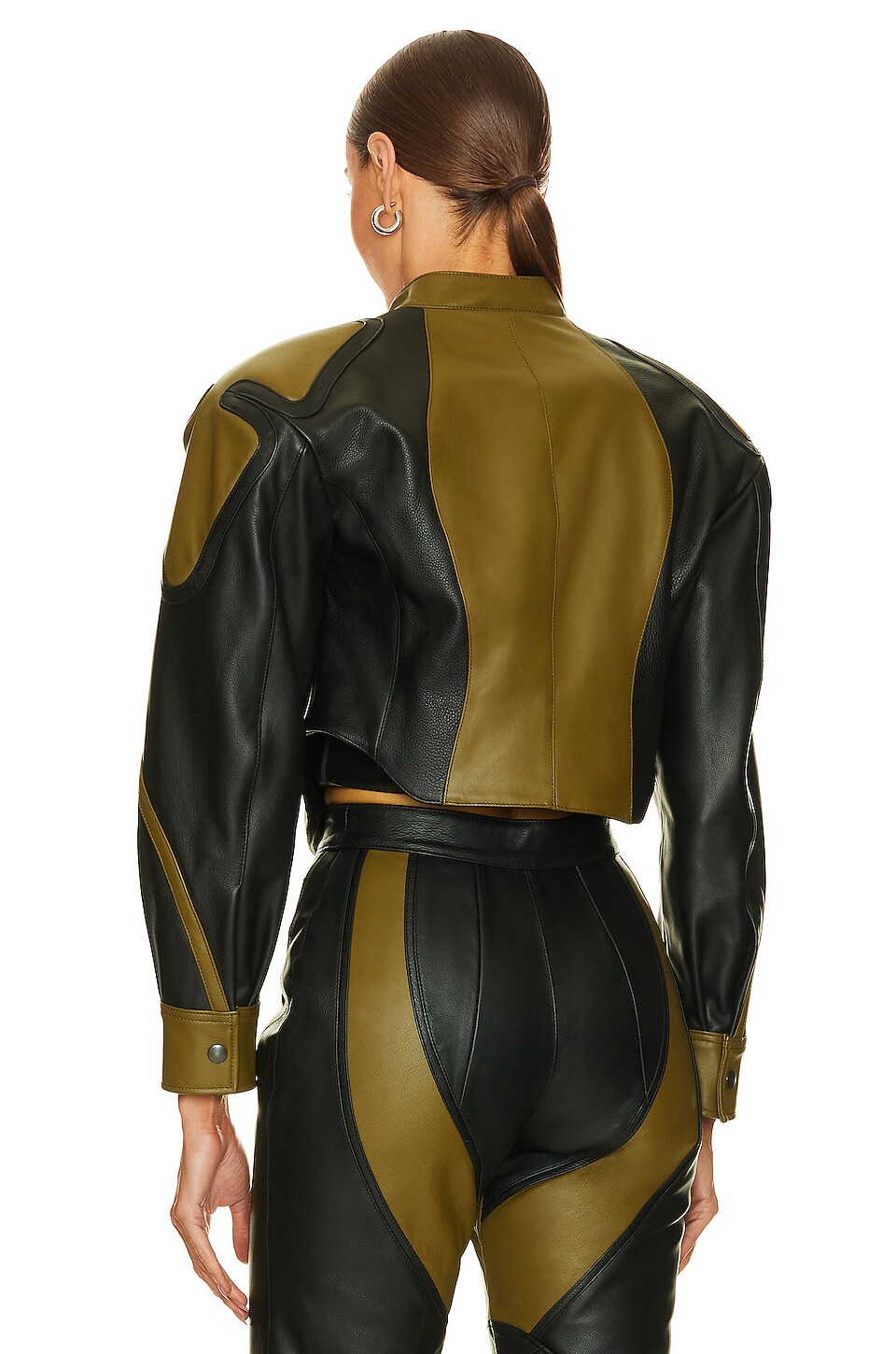 GIUSEPPE DI MORABITO Rev Leather Jacket in Black & Army Green | REVOLVE