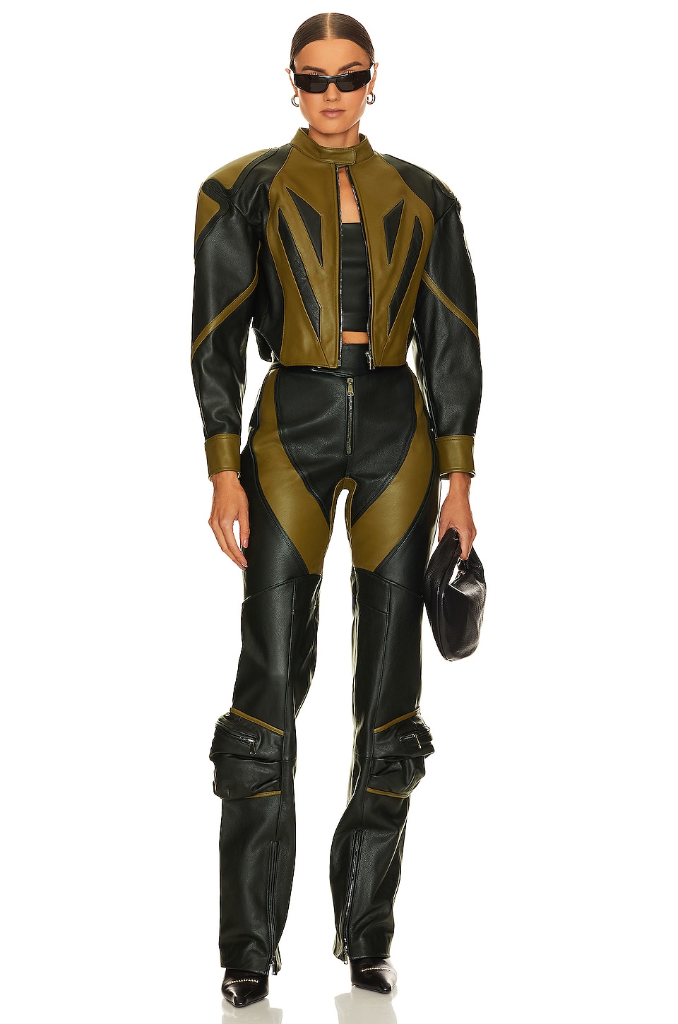 GIUSEPPE DI MORABITO Rev Leather Jacket in Black & Army Green | REVOLVE
