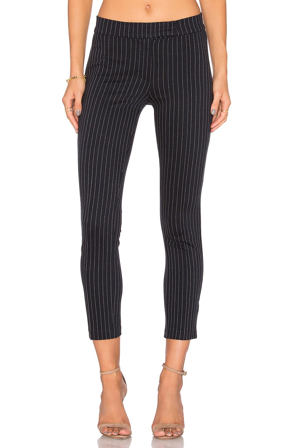 GETTINGBACKTOSQUAREONE Pin Tuck Pant in Navy Pinstripe | REVOLVE