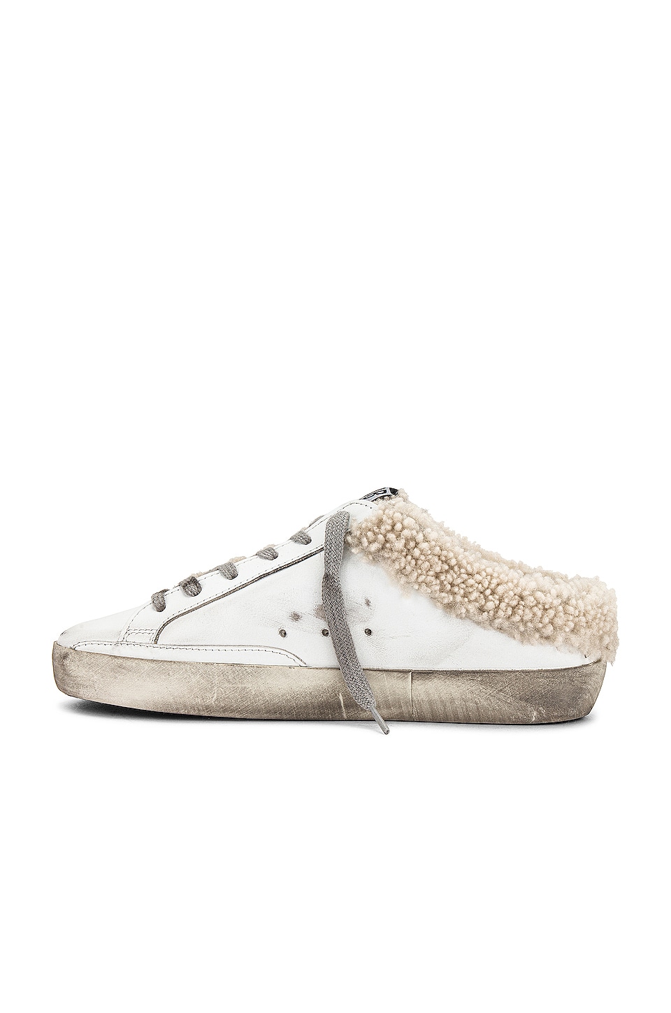 Golden Goose Superstar Sabot Shearling Sneaker in White, Silver ...