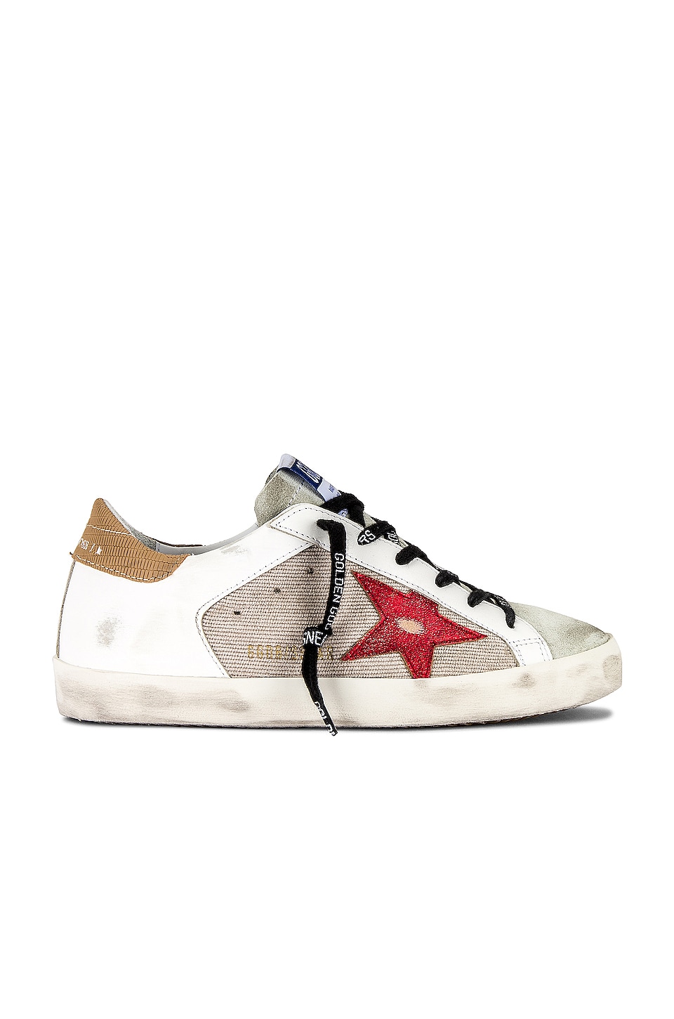 Golden Goose Super-Star Sneaker in Taupe, Red, Ice, & Light Brown | REVOLVE