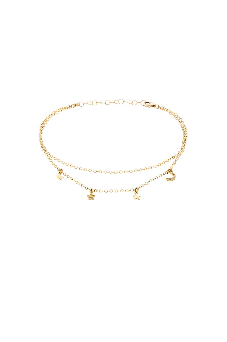 EIGHT by GJENMI JEWELRY x REVOLVE Star And Moon Double Anklet in Gold ...