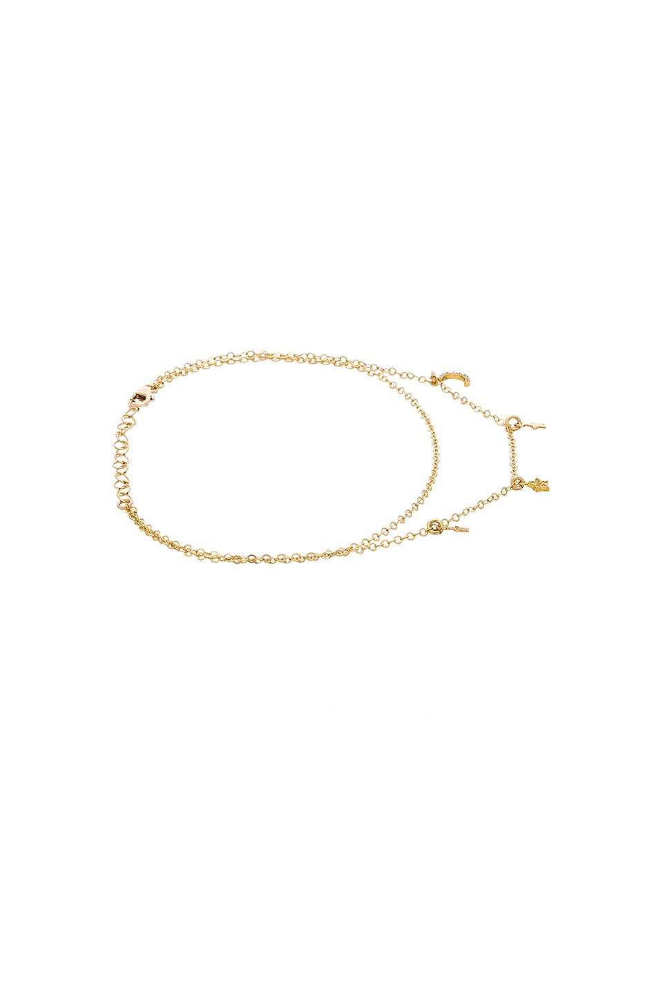 EIGHT by GJENMI JEWELRY x REVOLVE Star And Moon Double Anklet in Gold ...