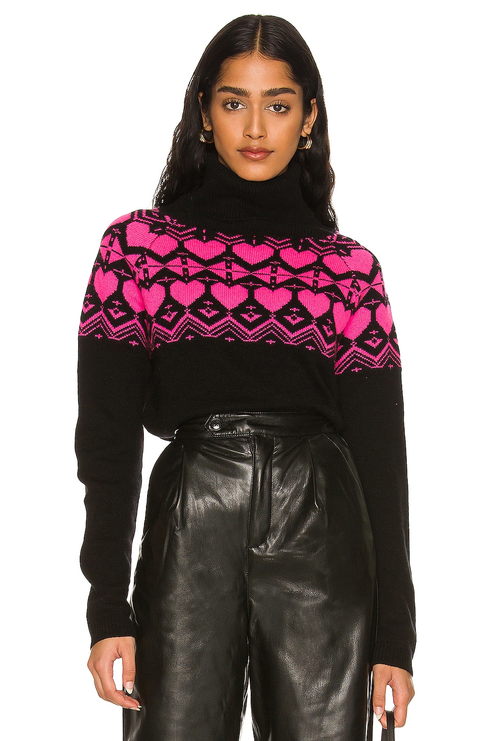 Generation Love Colorado Heart Sweater in Black & Brilliant Pink | REVOLVE