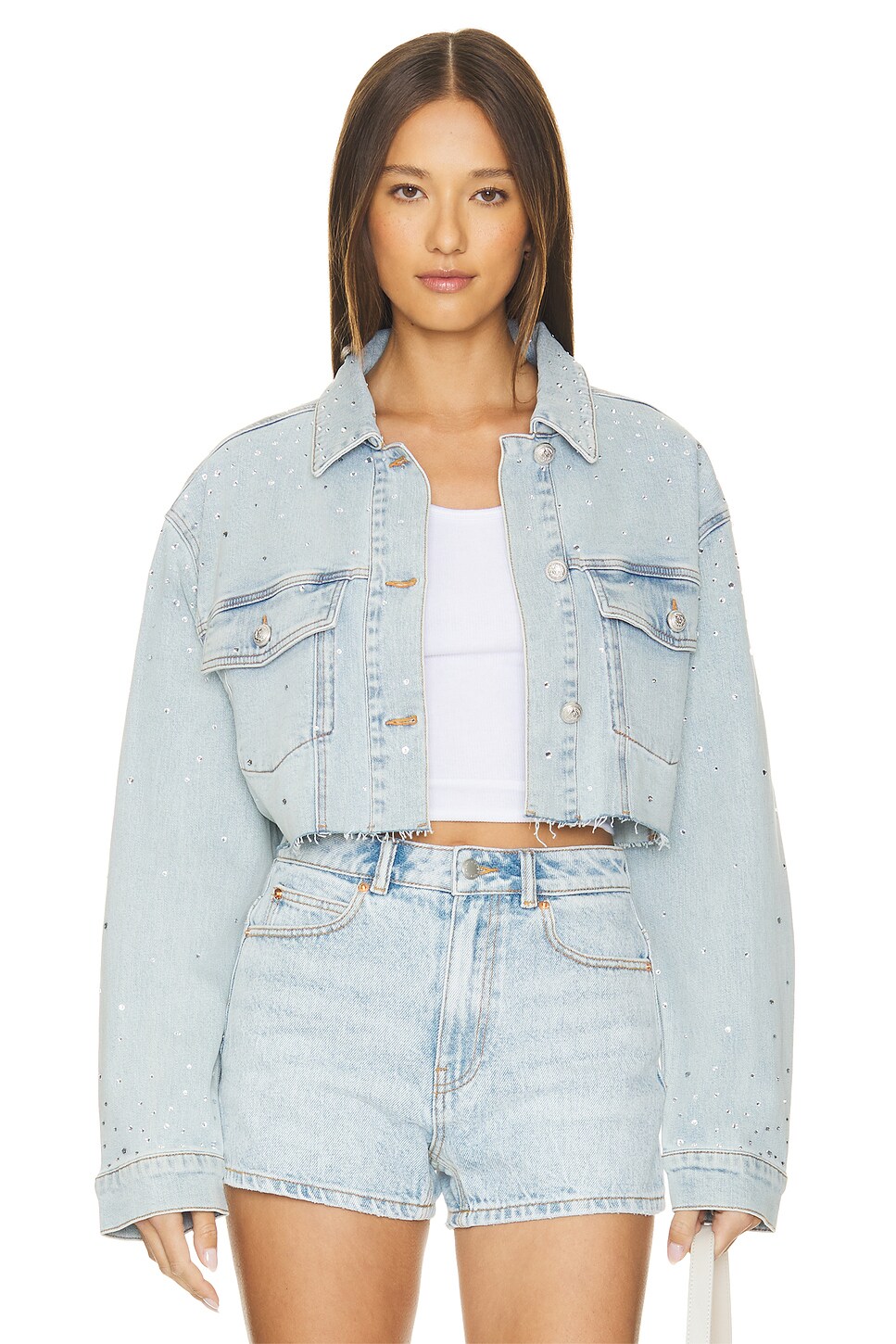Generation Love Delancey Crystal Jacket in Light Blue | REVOLVE
