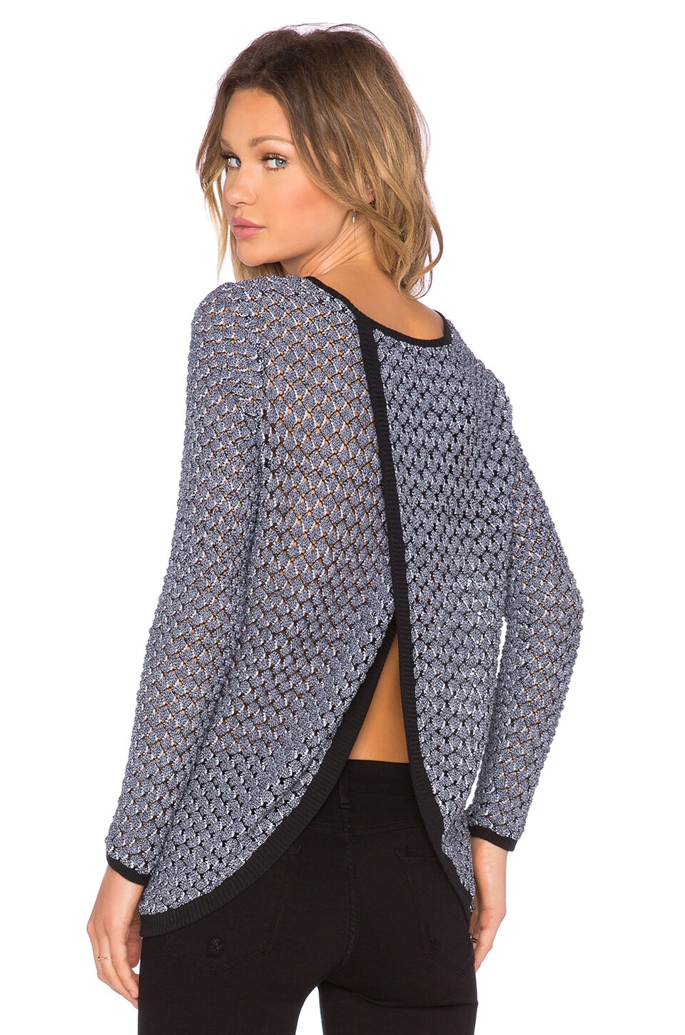 Generation Love Justine Open Back Lace Top in Grey & Black | REVOLVE