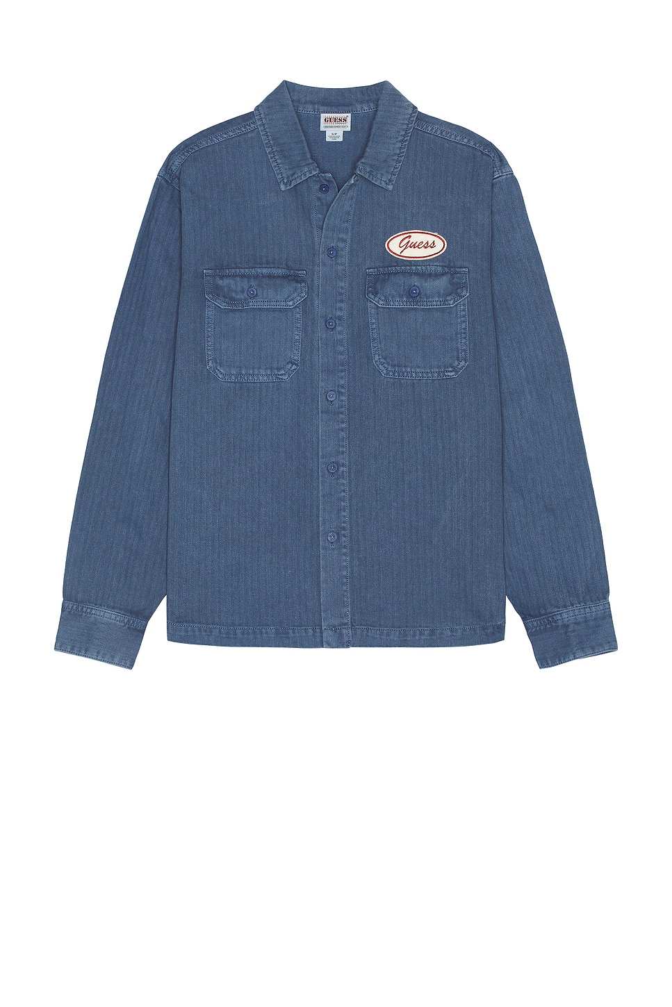 Guess Originals Vintage Patch Work Shirt in Pennant Blue | REVOLVE