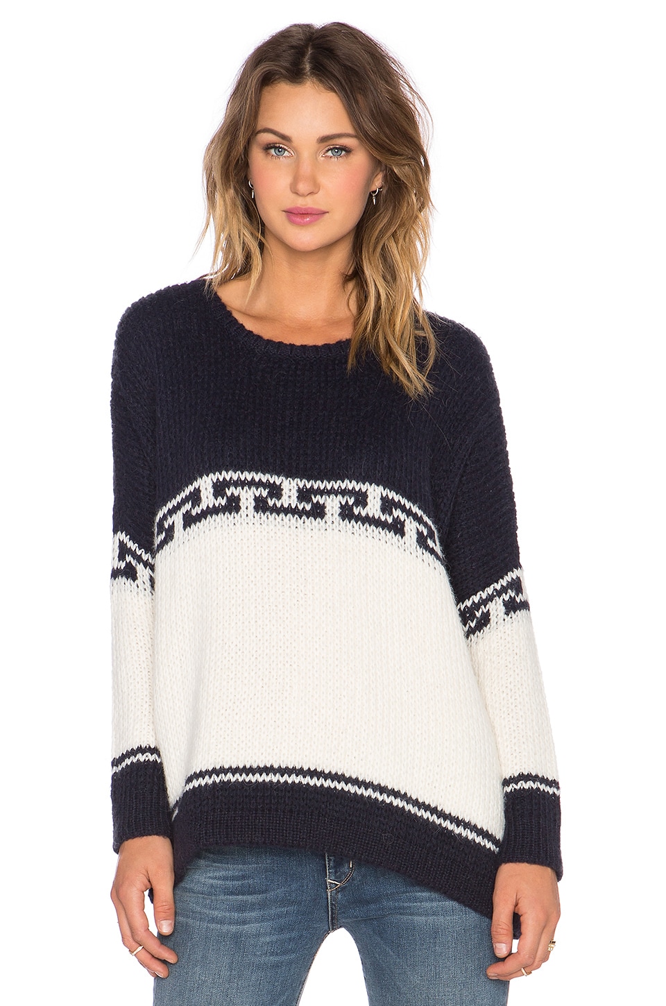 The Great The Lodge Sweater in Navy & Cream | REVOLVE