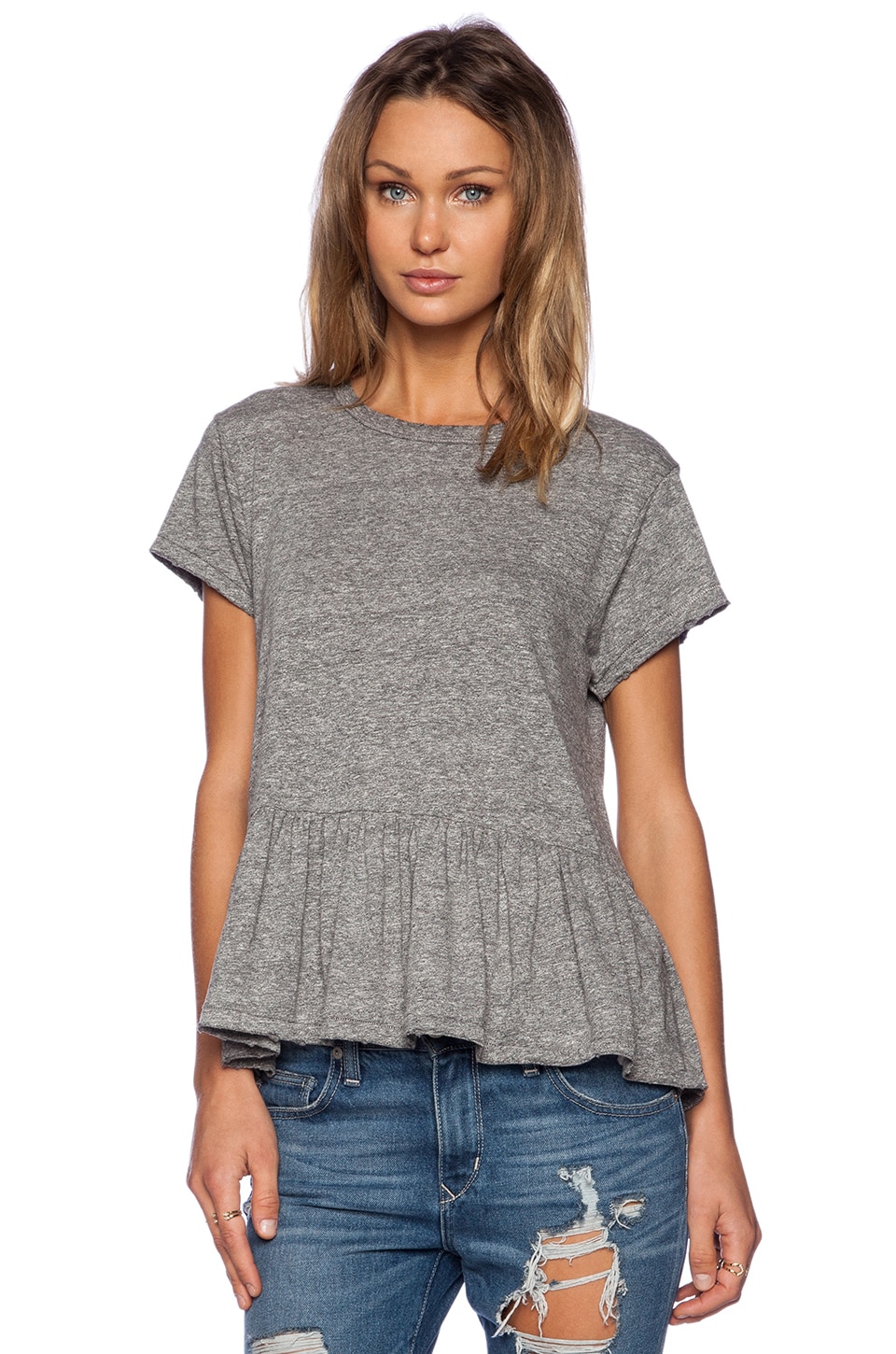 The Great The Ruffle Tee in Heather Grey | REVOLVE