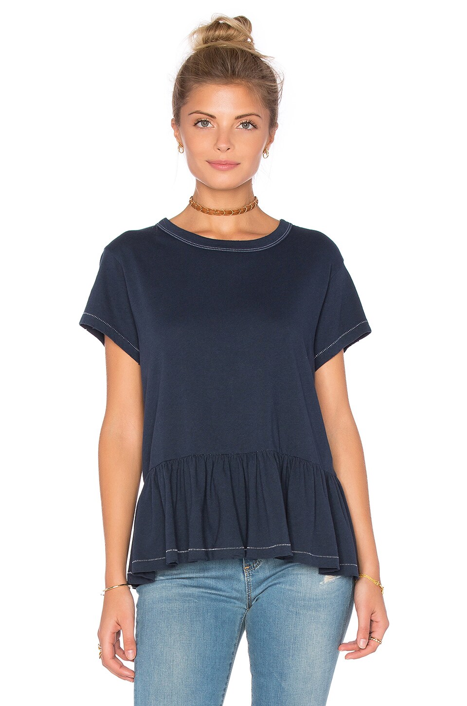 The Great Ruffle Tee in Deep Blue | REVOLVE