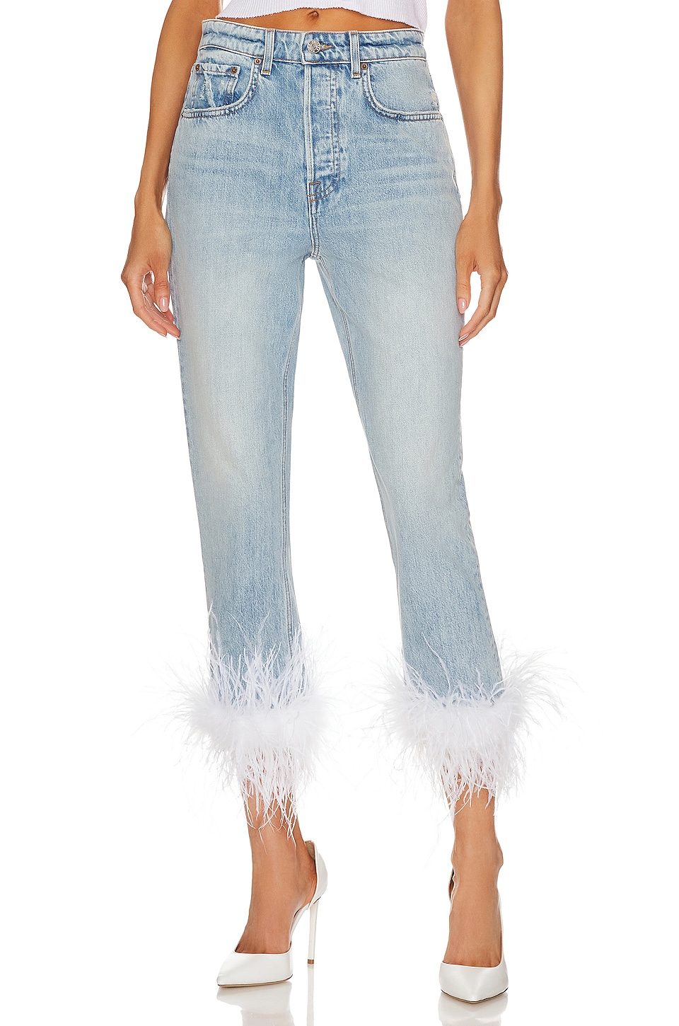 GRLFRND Emilia Feather High Rise Slim Crop in Phoenix | REVOLVE