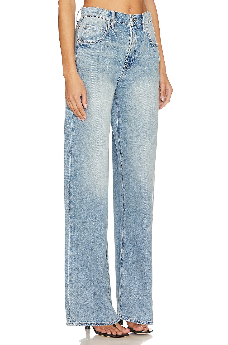 GRLFRND Mika High Rise Baggy Wide Leg in Blue Heron | REVOLVE