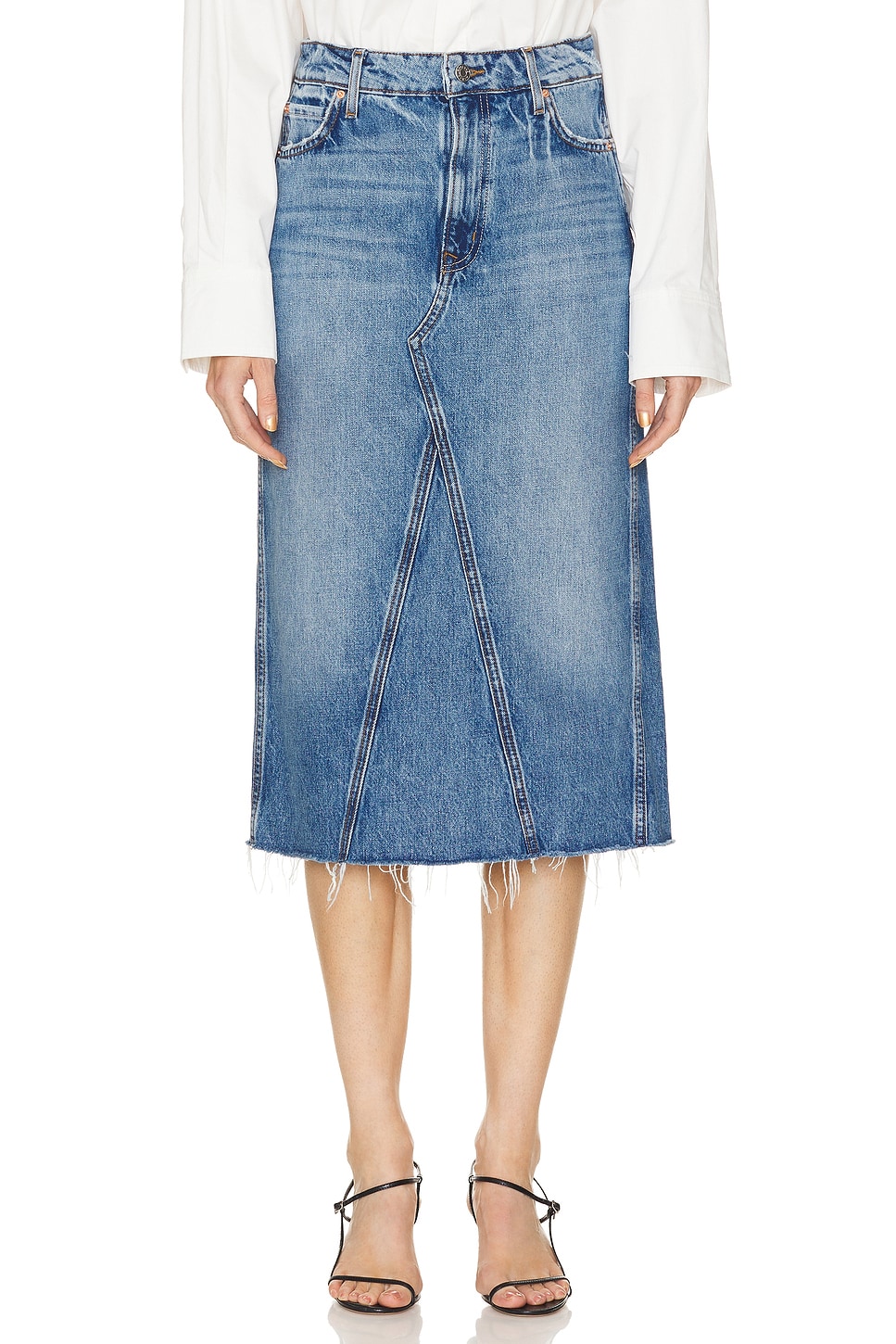 Grlfrnd Darcy Mid Rise Column Midi Skirt In Market Street Revolve