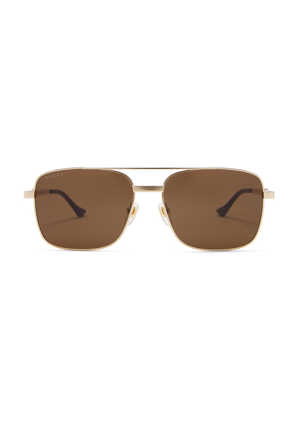 Gucci Rectangular Sunglasses in Gold & Brown | REVOLVE