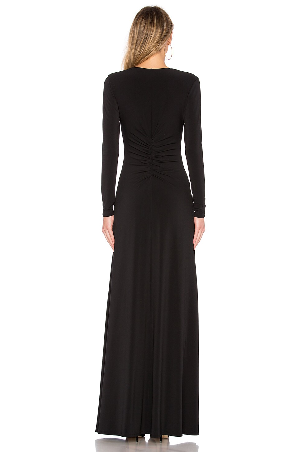 Halston Heritage V Neck Ruched Dress In Black Revolve