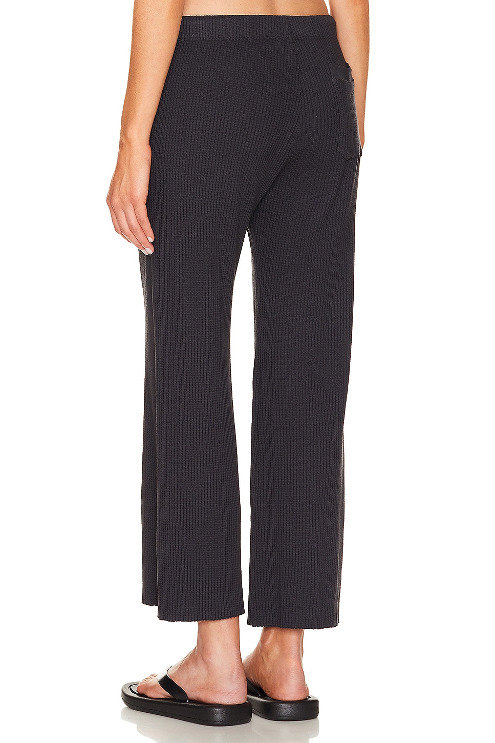 MONROW Waffle Crop Lounge Sweat in Faded Black | REVOLVE