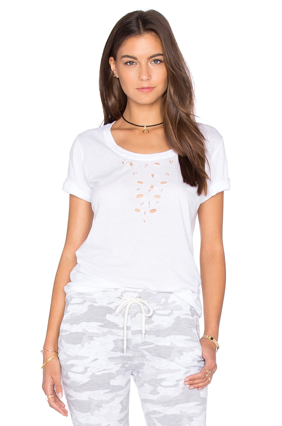 MONROW Shredded Tee in White | REVOLVE