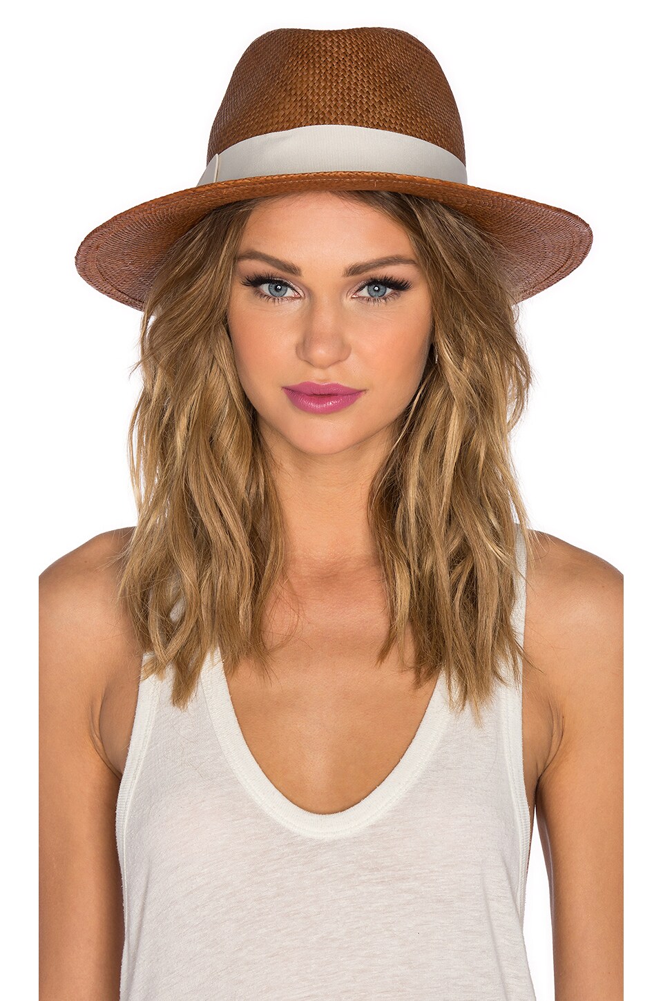 Hat Attack Continental Hat in Brown & White Classic Bow | REVOLVE