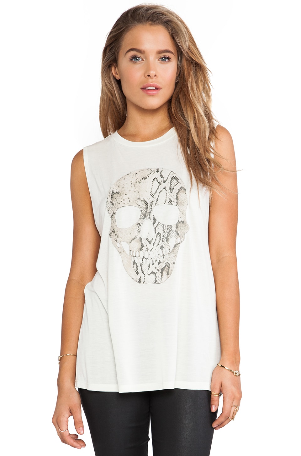 Haute Hippie Embellished Skull Tank in Swan | REVOLVE