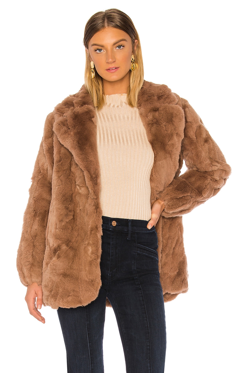 HEARTLOOM Luna Fur Coat in Toffee | REVOLVE