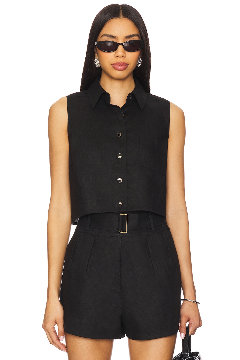 HEVRON Katja Top in Black | REVOLVE