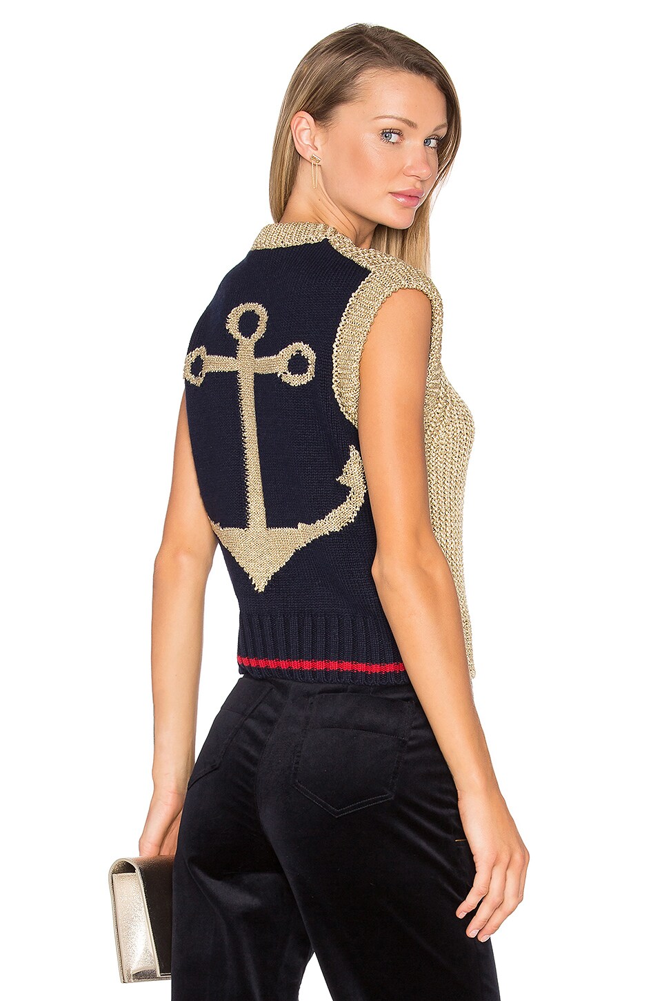Hilfiger Collection Knit Anchor Sleeveless Sweater in Pale Gold | REVOLVE
