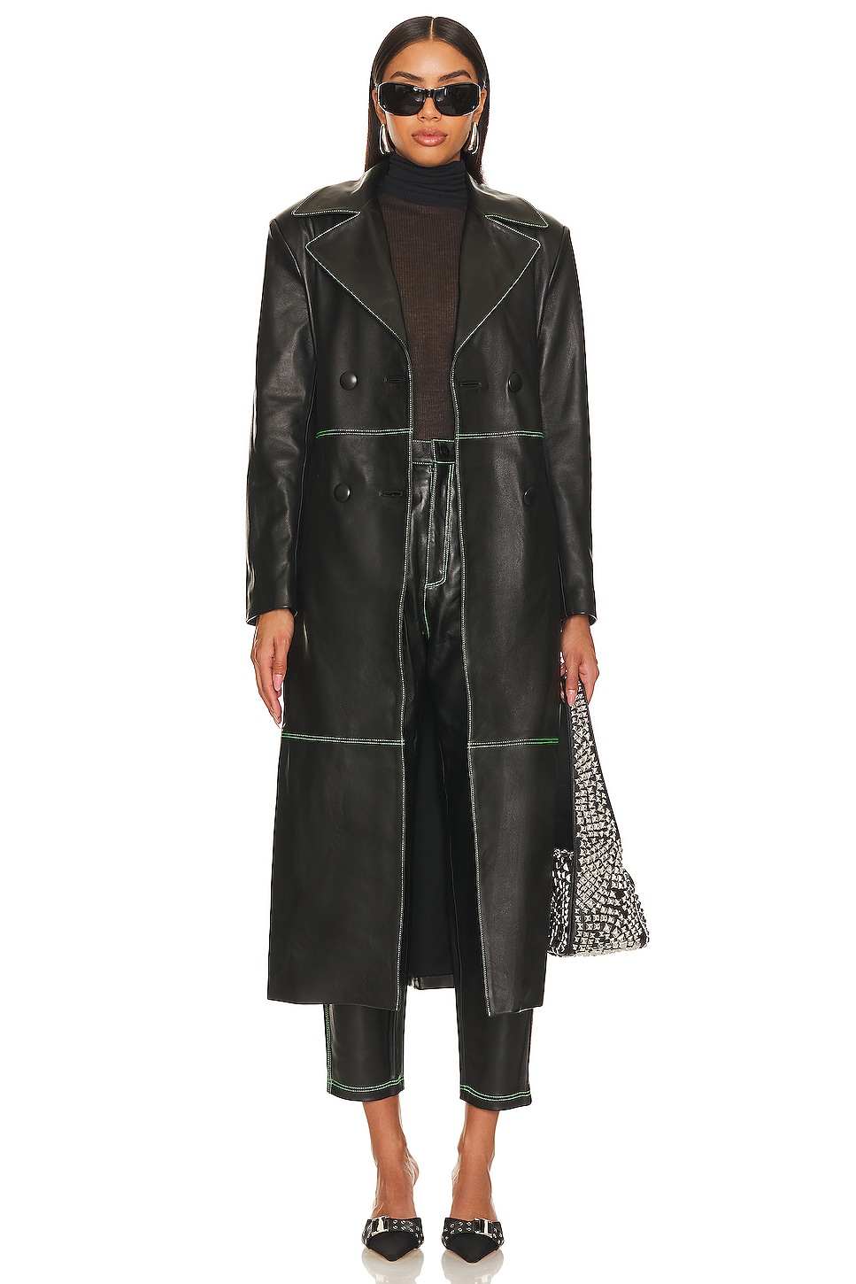 Hardware LDN Midnight Trench Green With Chain Belt in Black | REVOLVE