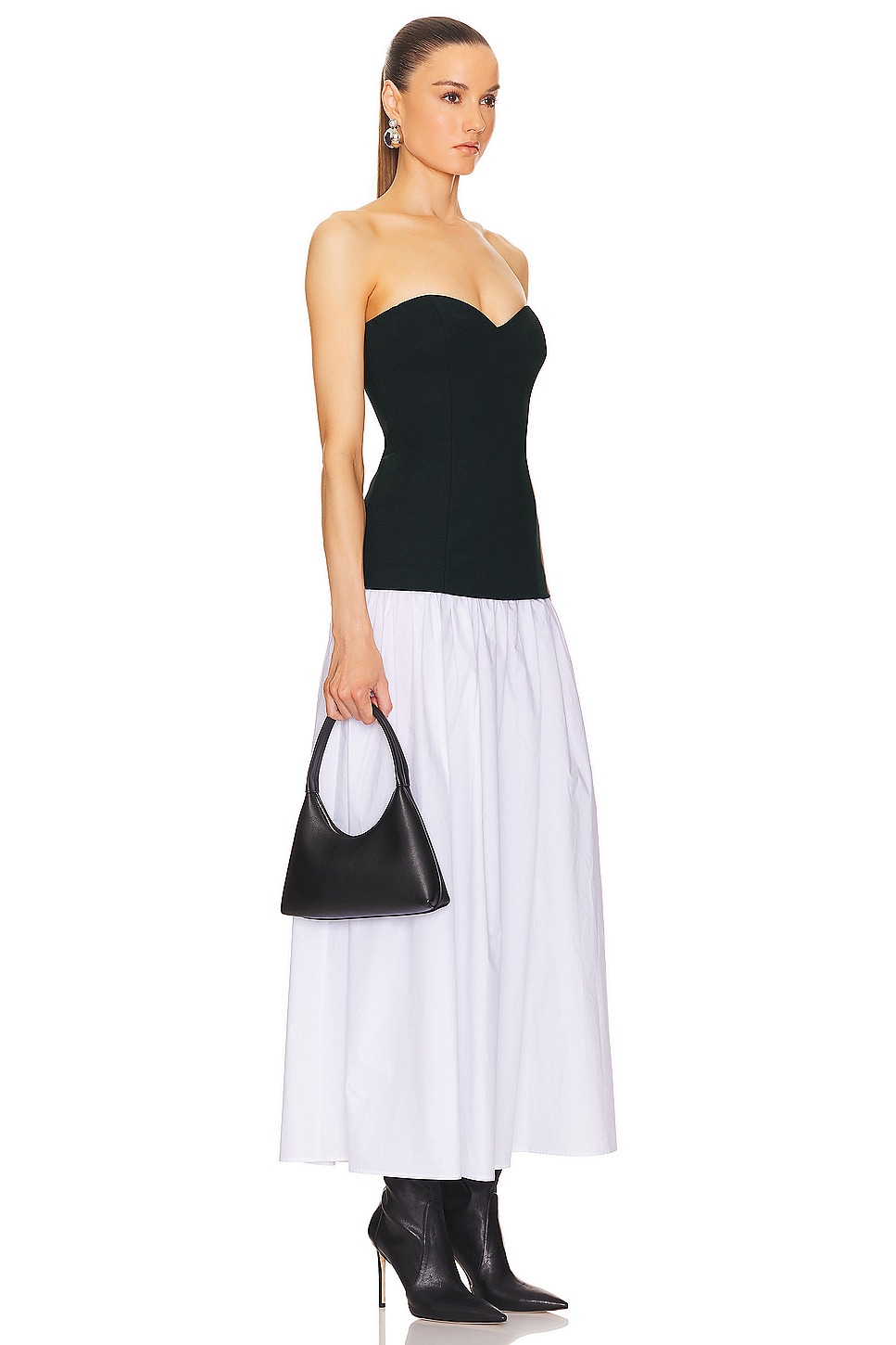 Helsa Faille Colorblock Midi Dress in Black & White | REVOLVE