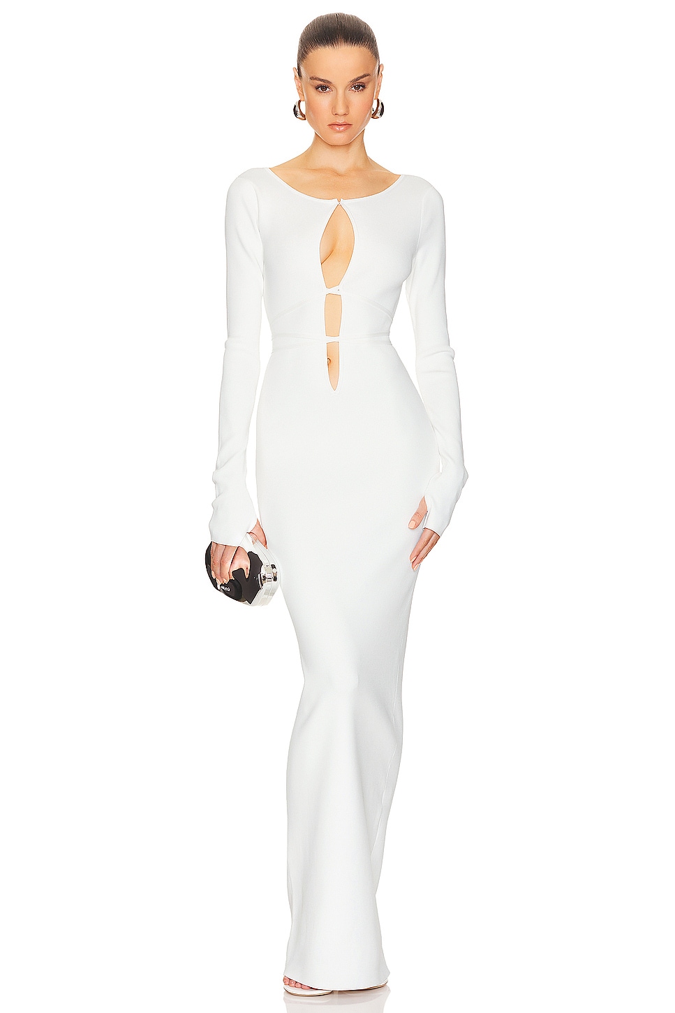 Helsa Niall Deep V Neck Dress in White | REVOLVE