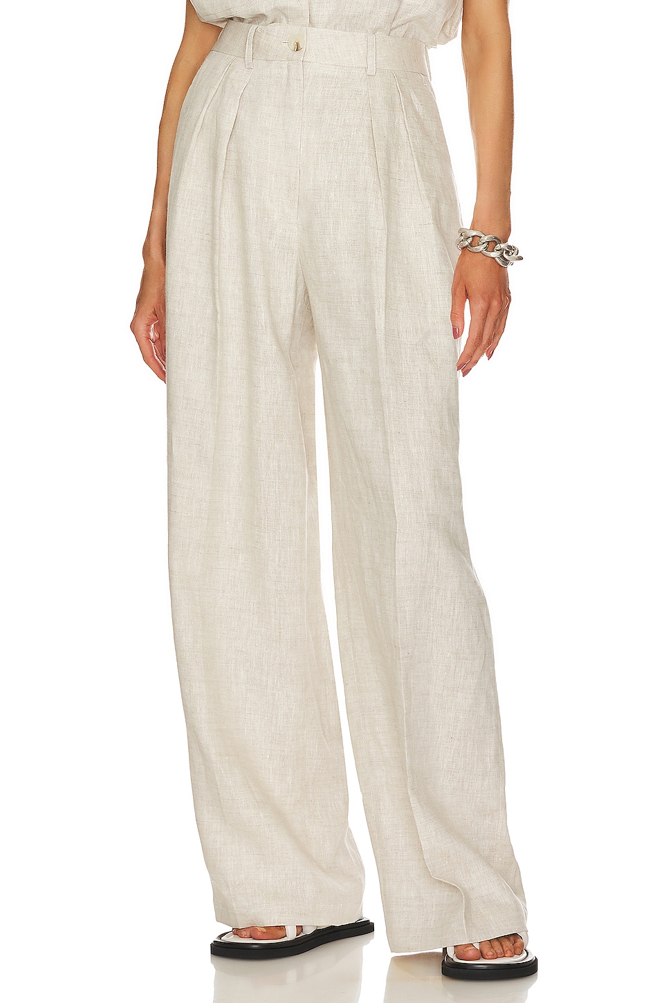 Helsa Linen Pleated Front Pant in Natural Linen | REVOLVE