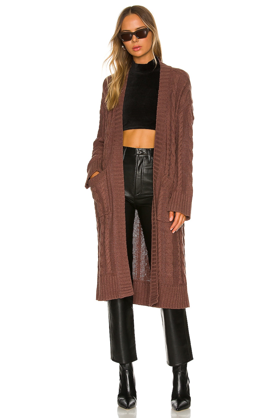 House of Harlow 1960 x REVOLVE Virgo Cableknit Cardigan in Brown | REVOLVE